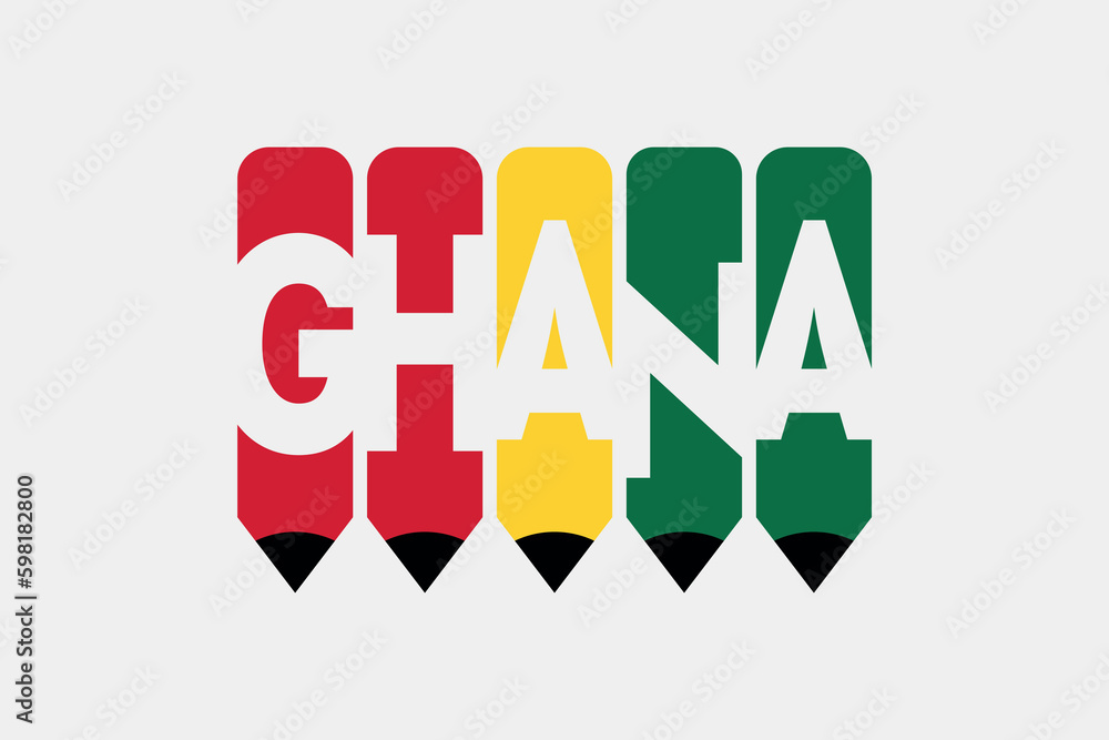 Ghana text with Pen symbol creative ideas design. Ghana flag color ...