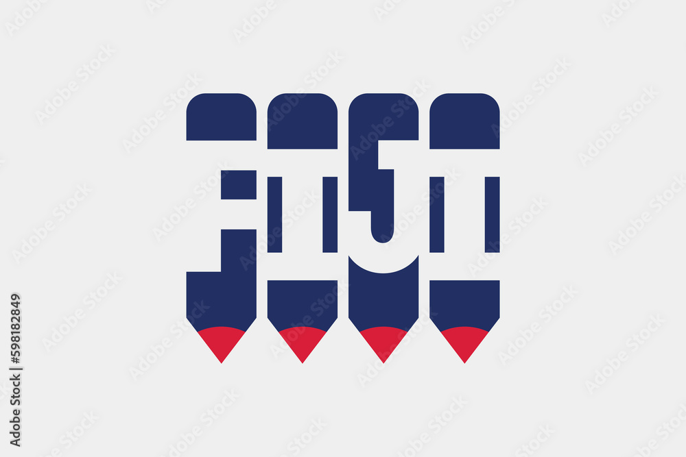 Fiji text with Pen symbol creative ideas design. Fiji flag color ...