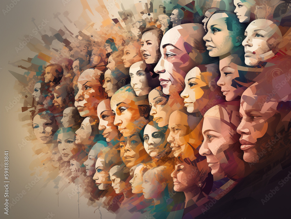 Abstract Digital Art Collage of a Crowd of People | Generative AI ...