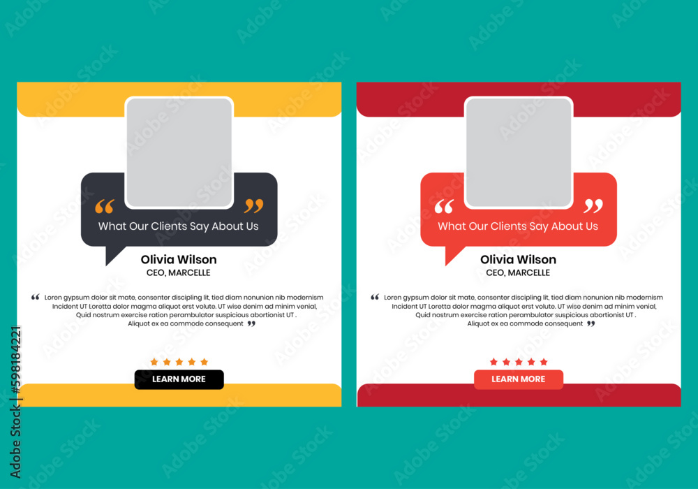 Modern and creative client testimonial social media post design ...