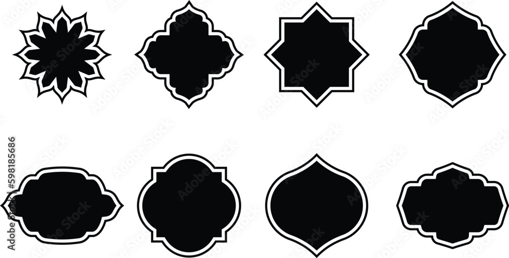 Set of Islamic Shape Illustration. flat Islamic door and arabic window ...