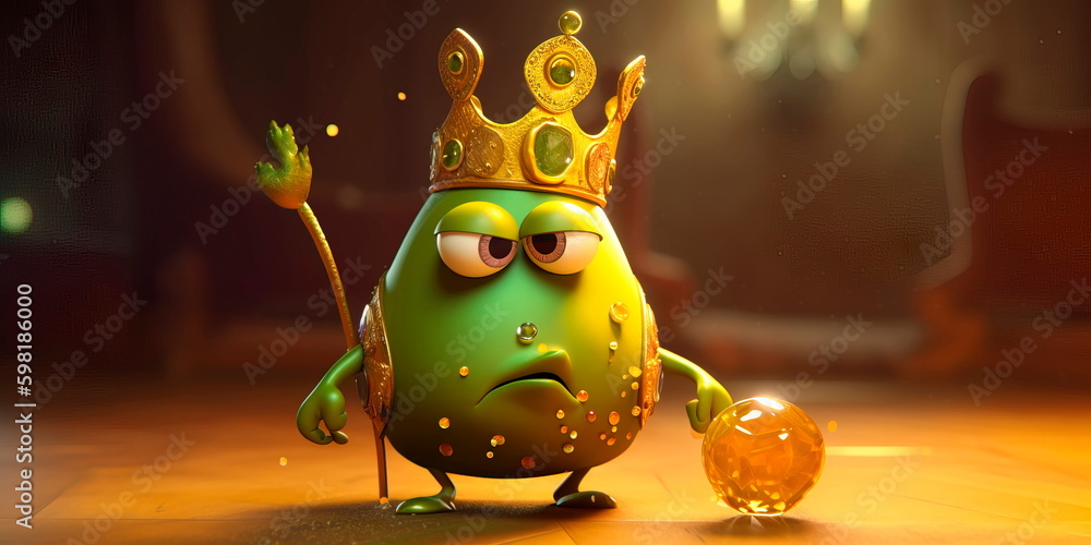 cartoon gallbladder character with a crown and scepter, surrounded by ...