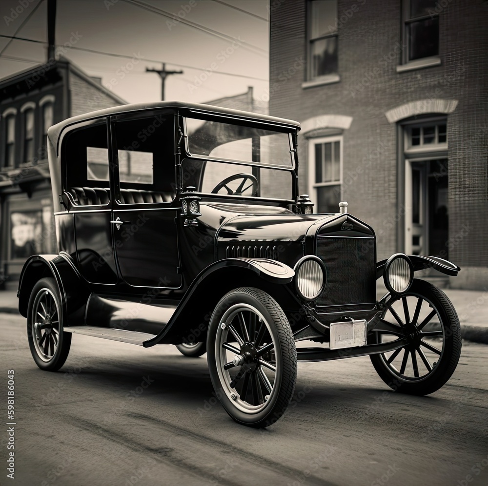 Revving Up Nostalgia: Digital AI Captures 1920s Antique Car in Quaint ...