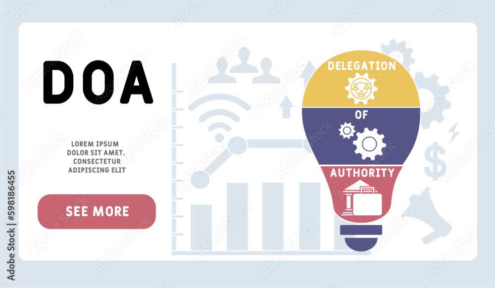 DOA Delegation of authority acronym. business concept background ...