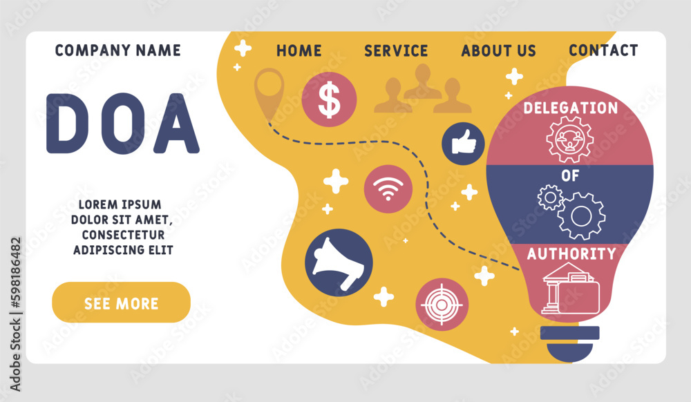 DOA Delegation of authority acronym. business concept background ...