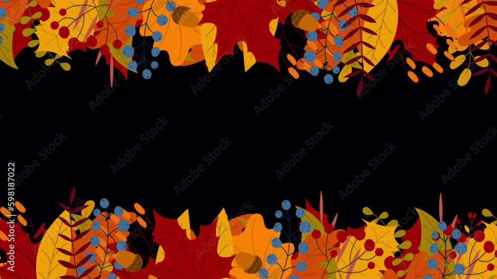 Autumn animation with leaves and berries. Autumn season frame ...