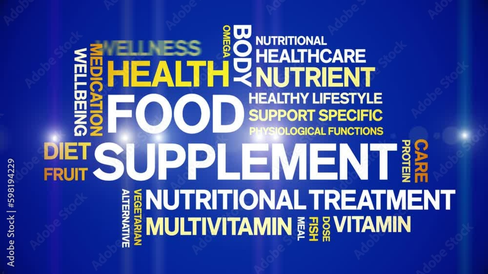 Food Supplement animated tag word cloud;text design animation kinetic ...