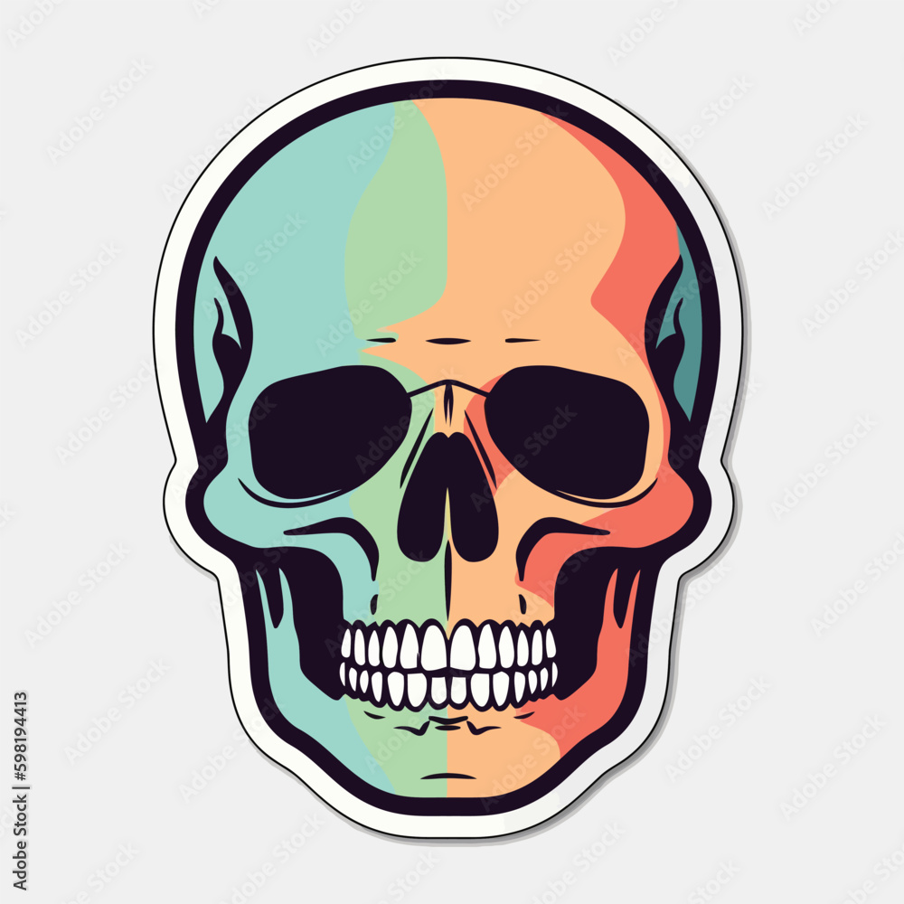 Anatomically correct human skulls set isolated. Hand drawn line art ...