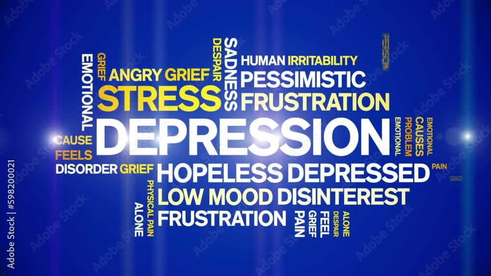 Depression animated tag word cloud;text design animation kinetic ...