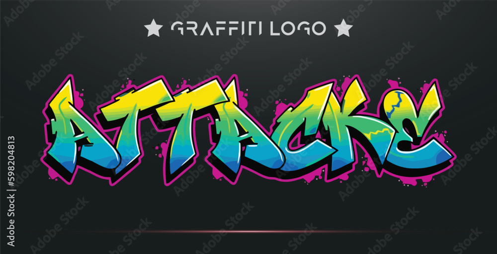 ATTACKE Graffiti logo text style effect - Graffiti text style theme ...