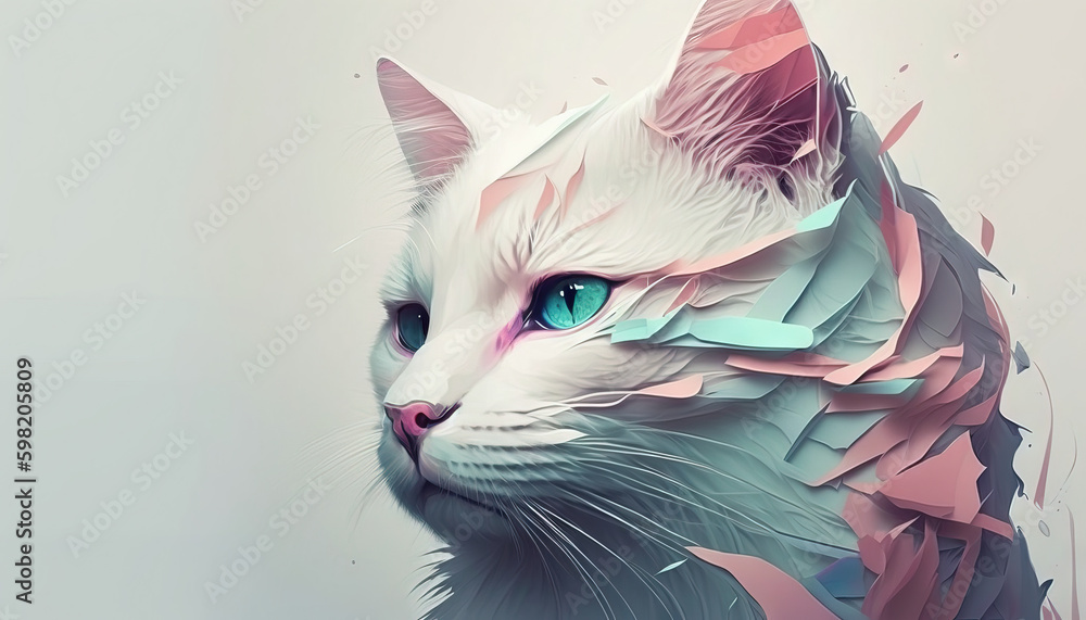 Cat abstract wallpaper. Soft background with kitten in Pastel colors ...