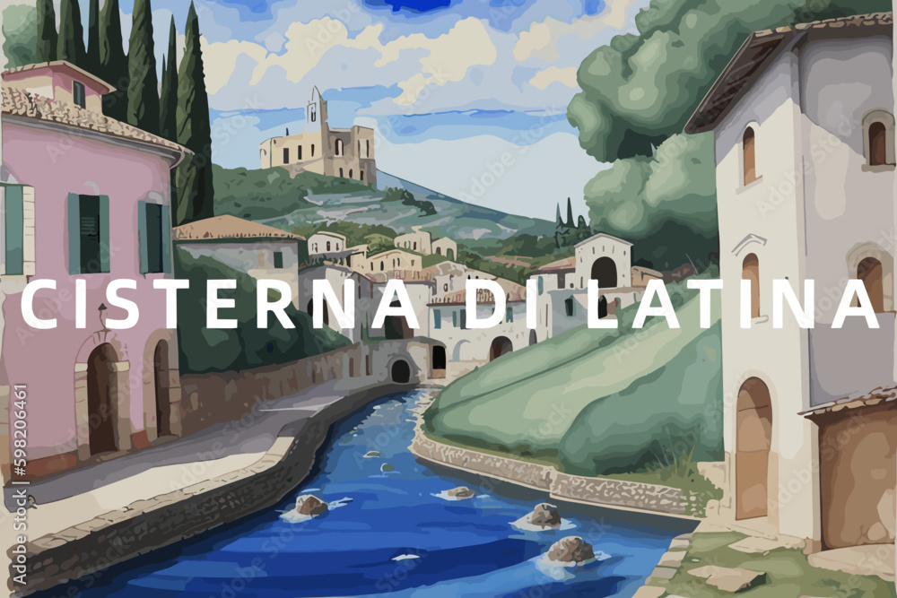 Cisterna di Latina: Beautiful painting of an Italian village with the ...