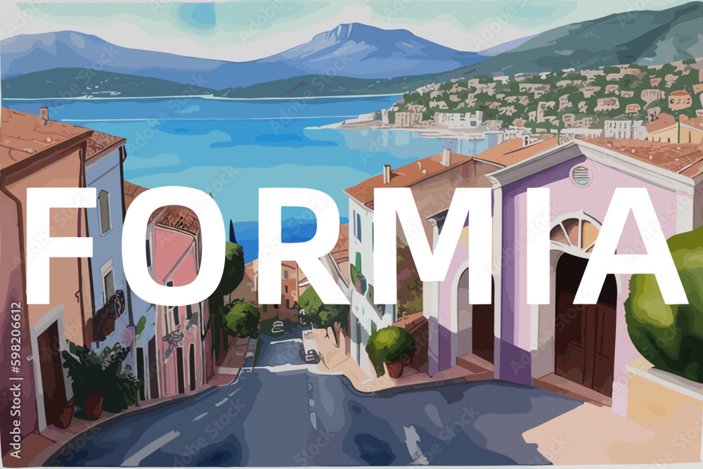 Formia: Beautiful painting of an Italian village with the name Formia ...