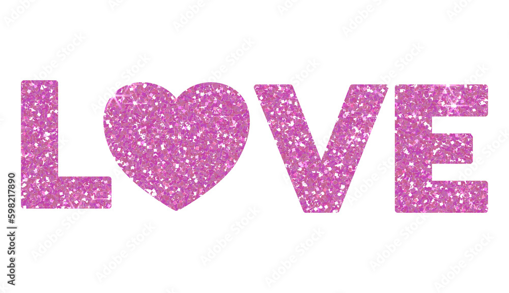 Pink glitter Love lettering. Design for decorating,background ...
