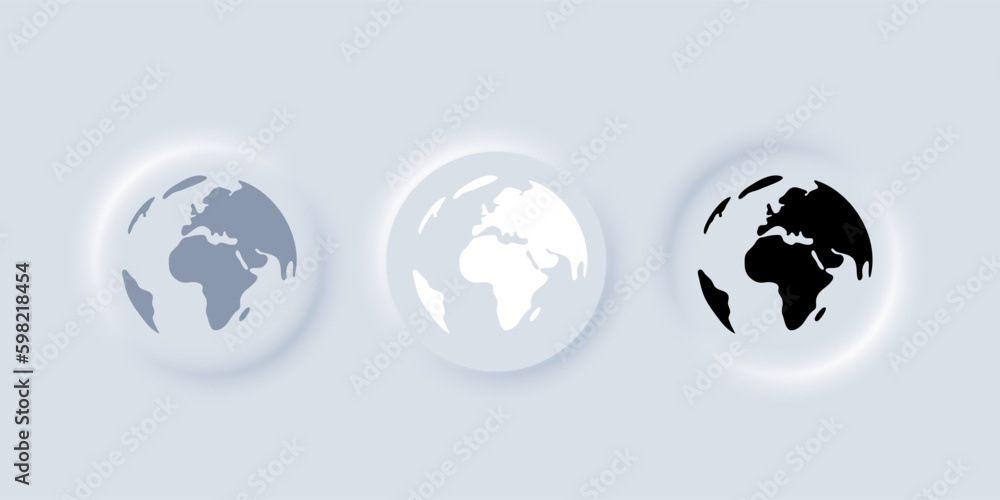 World planet icon set neumorphism style illustration Stock Vector ...