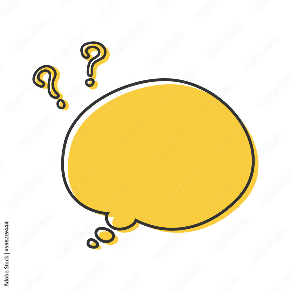 Vector illustration of thought bubble with question mark in hand drawn ...