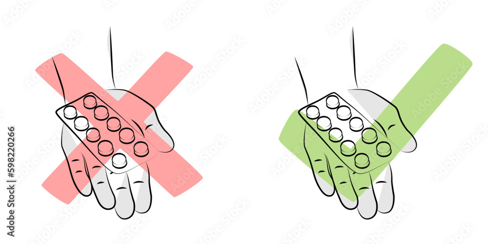 Hand holds tablets in blister pack. Refusal to take medication, Red ...