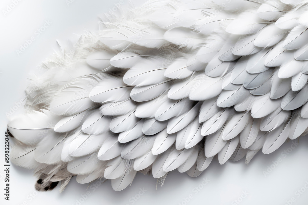 Dense background of white feathers. Close up texture of white swan ...