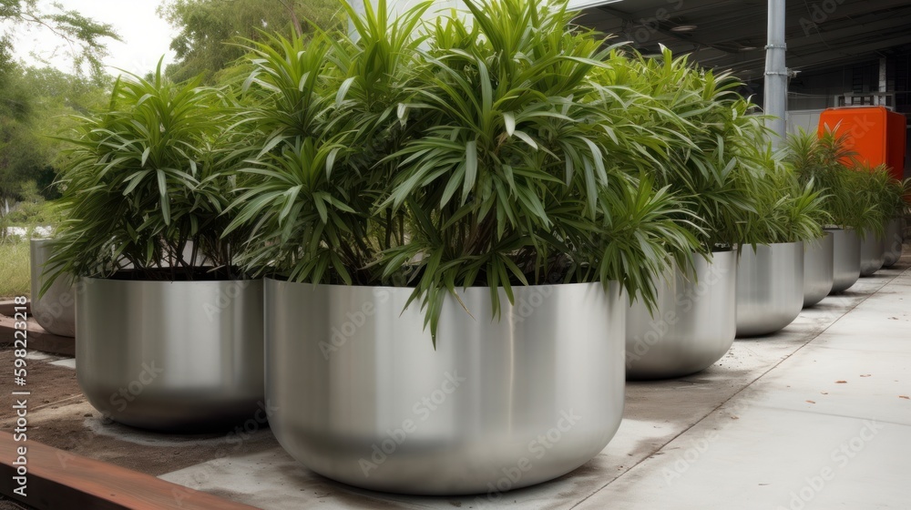 Single-planted, post-industrial aluminium planters with big center ...
