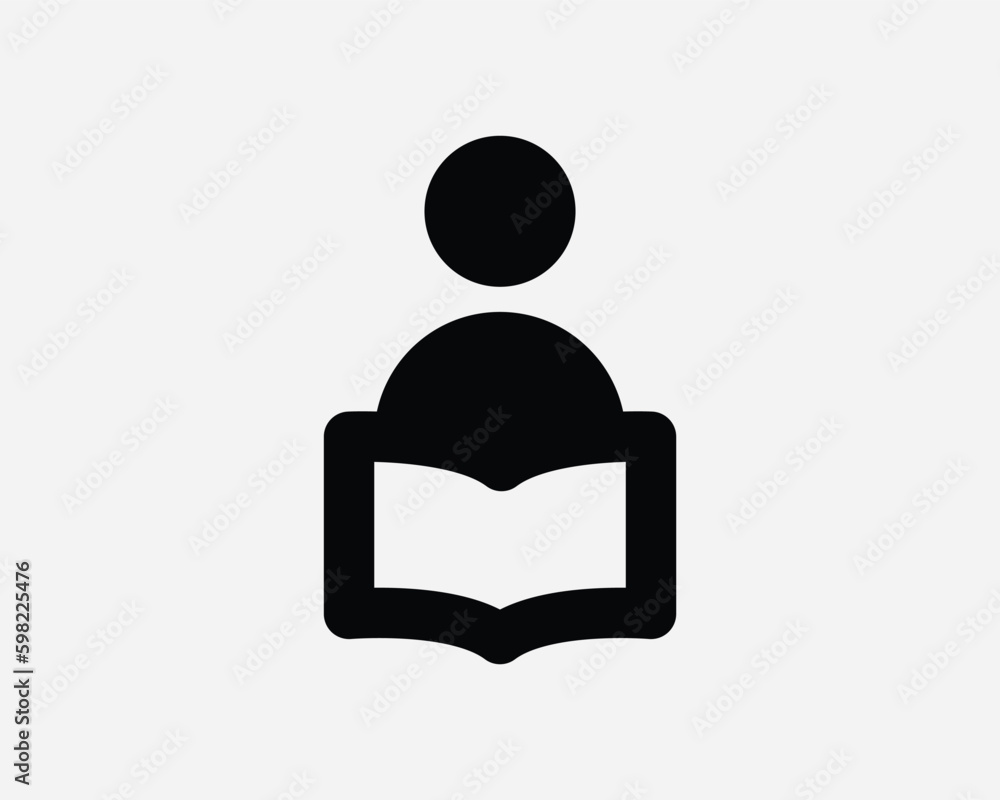 Read Reading Book Black Icon. Man Student Boy Person Studying Library ...