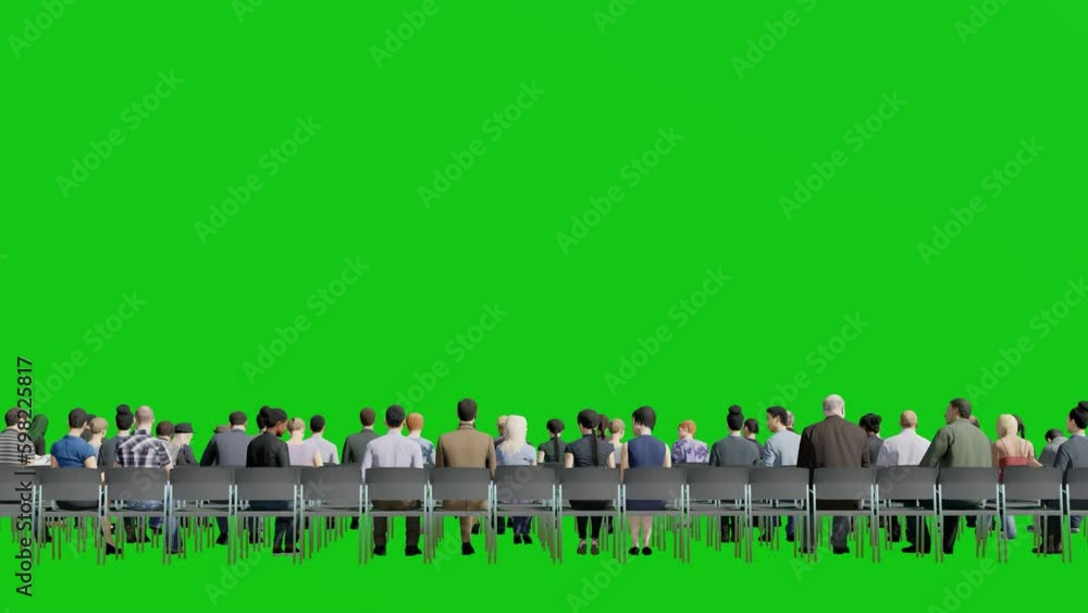 3d Crowd Sitting on Chair for Conference,3D Animation People on Green ...