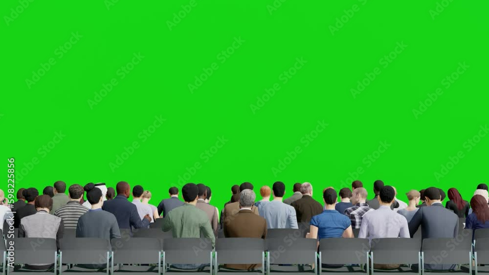Isolated Group of Audience Sitting on Chair in Rear View,3D People ...