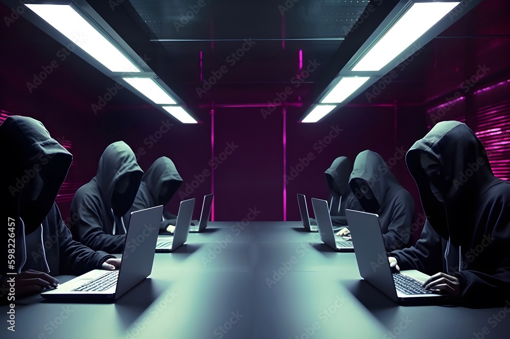 Modernized hacker with hoodie. Concept of hacker group, organization or ...