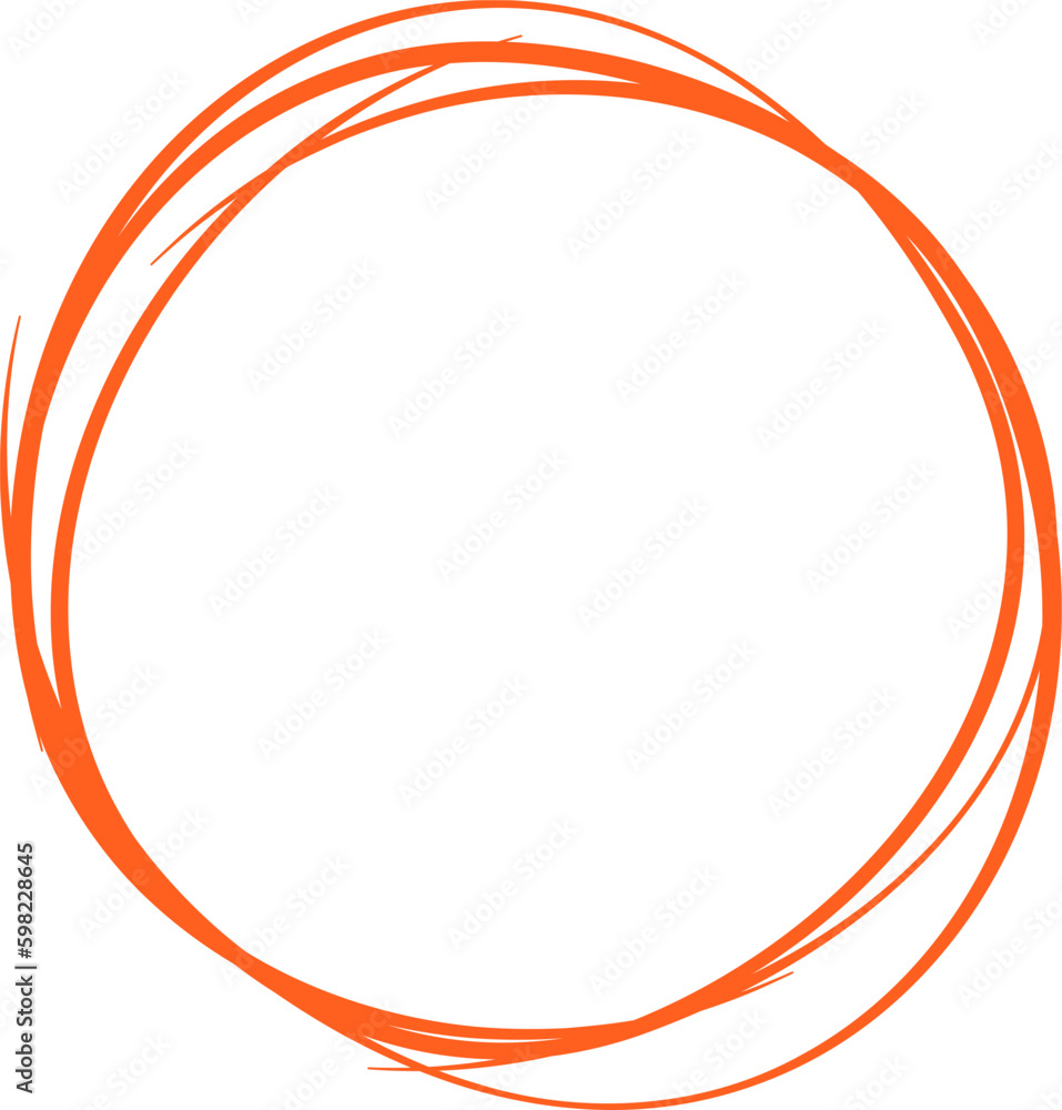 Orange circle line hand drawn. Highlight hand drawing circle isolated ...