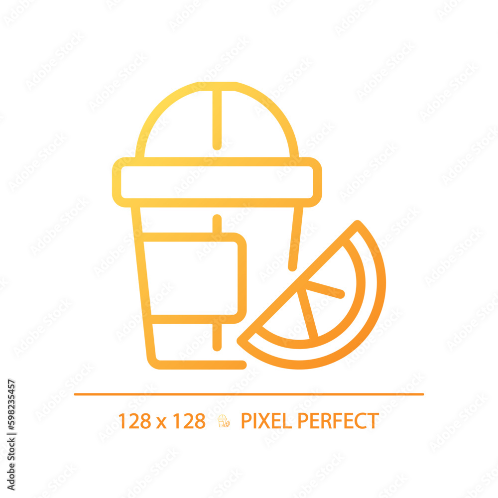 Juice pixel perfect gradient linear vector icon. Fruit drink. Beverage ...