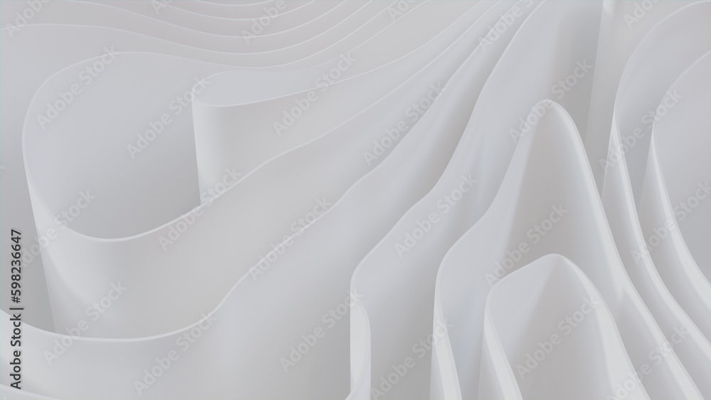 White 3D Undulating lines arranged to create a Light abstract ...