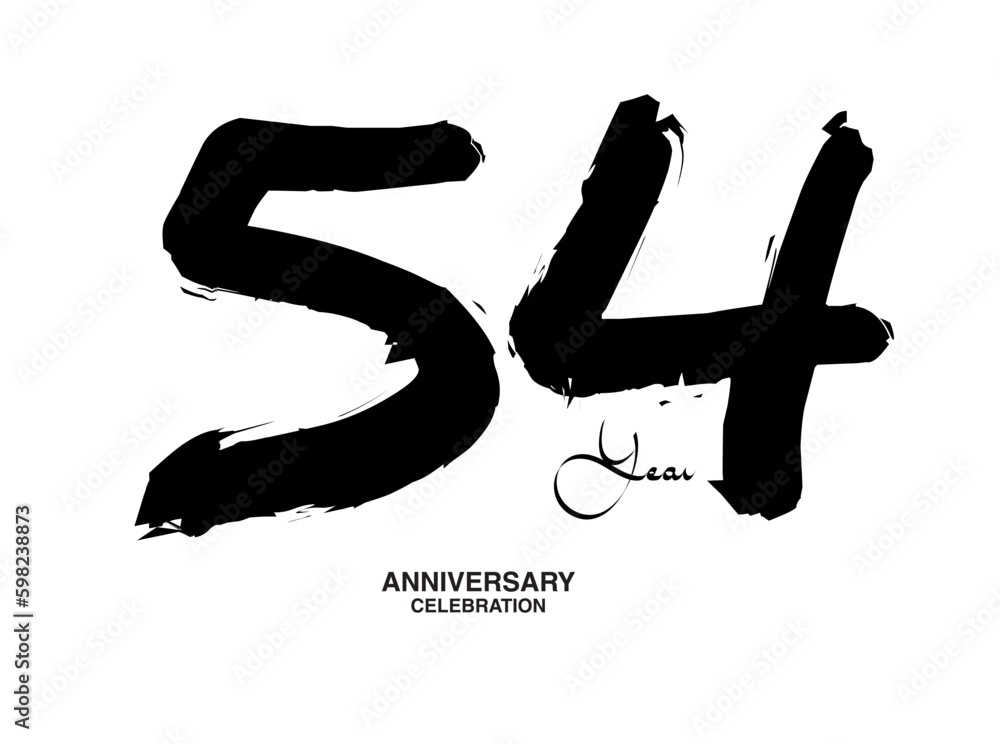 54 Years Anniversary Celebration Vector Template, 54 number logo design ...