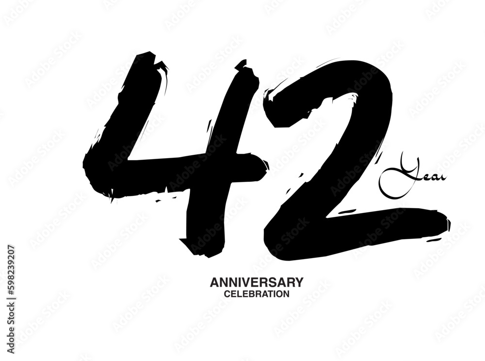 42 Years Anniversary Celebration Vector Template, 42 number logo design ...