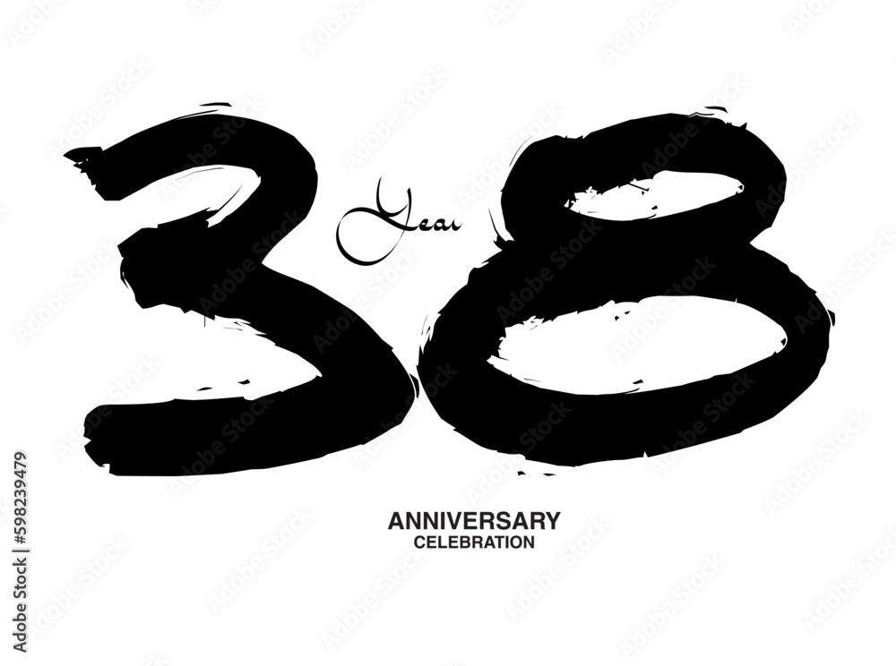 38 Years Anniversary Celebration Vector Template, 38 number logo design ...