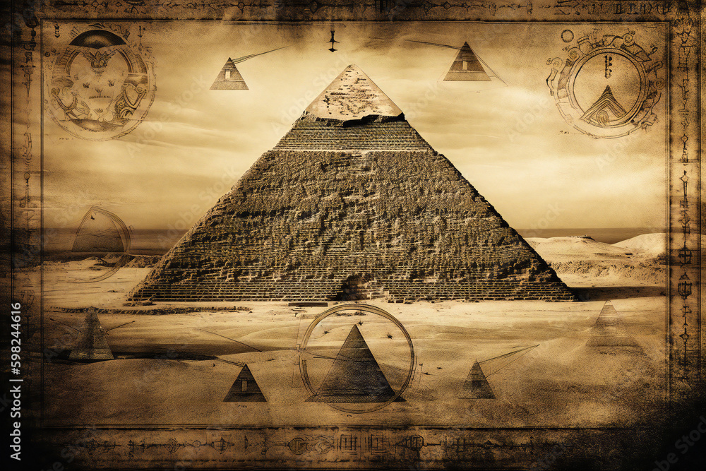 Pyramid with astrology and esoteric symbols on it. Esoteric, ancient ...