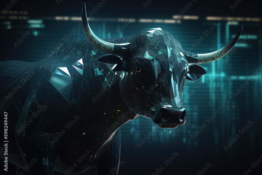 Stock market bull market trading Up trend of graph green background ...