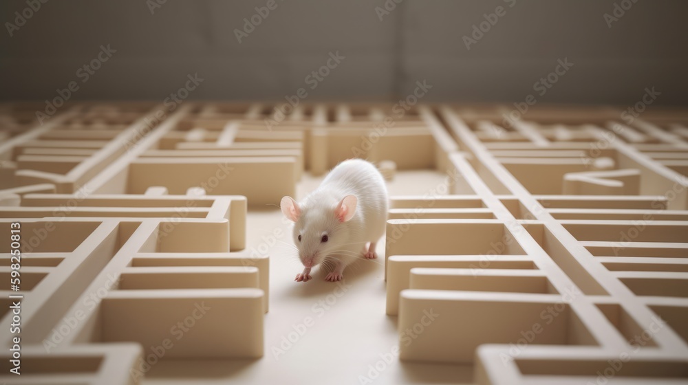 Minimalist Photography of White Lab Mouse in Maze, Simple Composition ...
