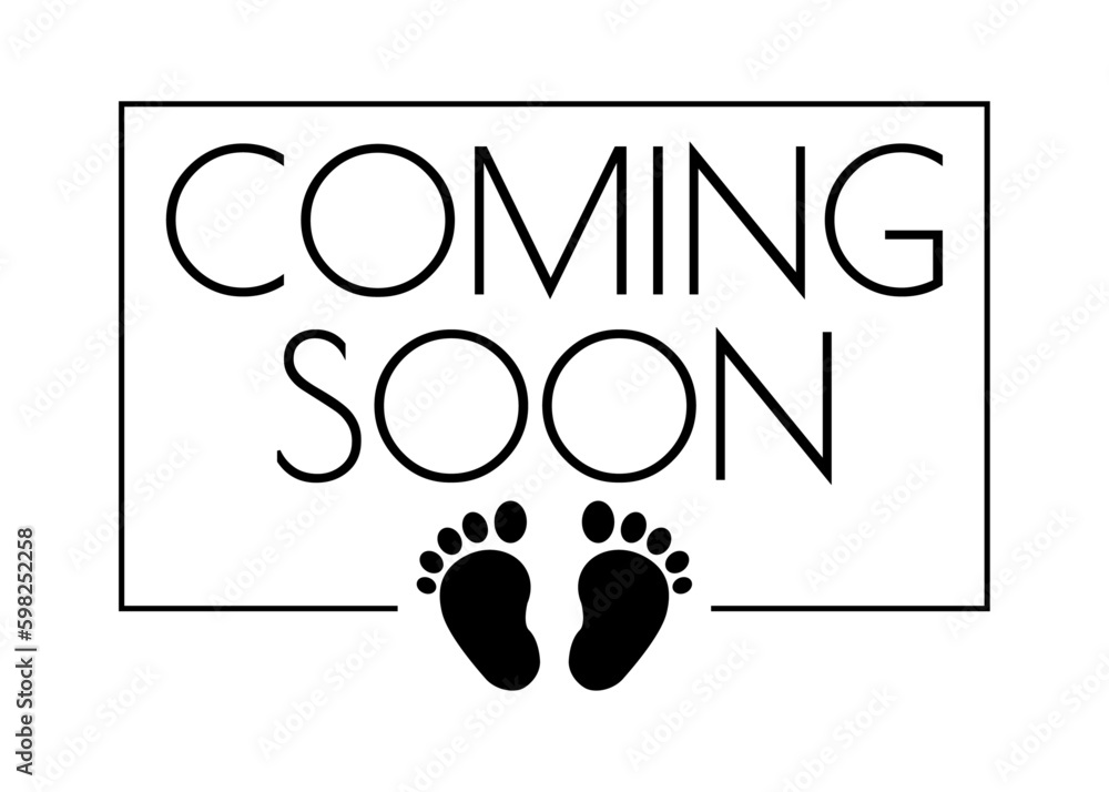 Anuncio de llegada de bebé. Letras mensaje Coming soon en texto con ...
