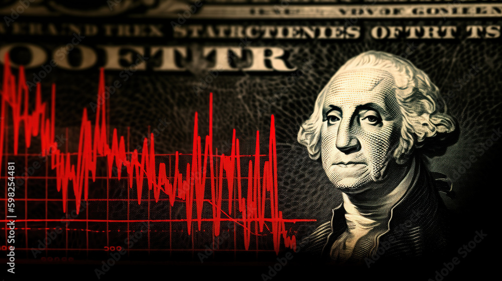 Stock Market Graph next to a 1 dollar bill, showing former president ...