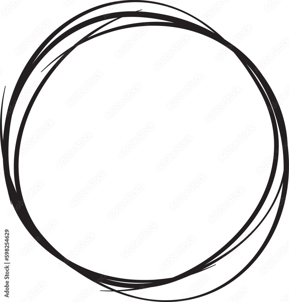Black circle line hand drawn. Highlight hand drawing circle isolated on ...