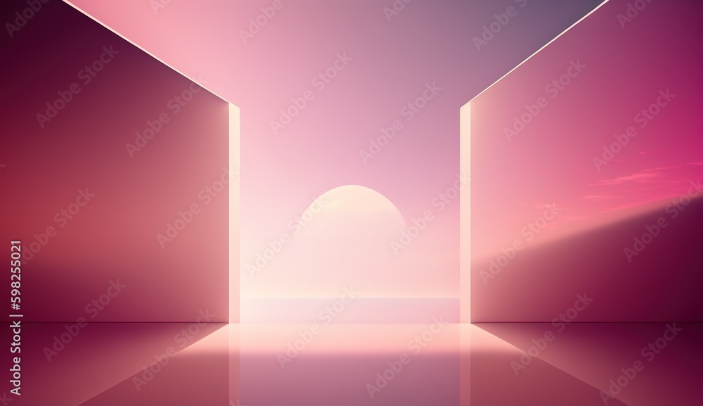 Generative AI, Beautiful gradient scene landscape with light pink color ...
