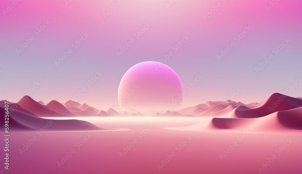 Generative AI, Beautiful gradient scene landscape with light pink color, horizontal wallpaper ...
