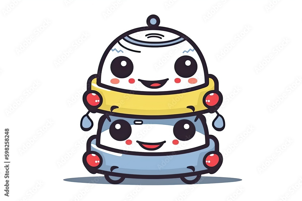 two friendly cartoon cars parked side by side. Generative AI Generative ...