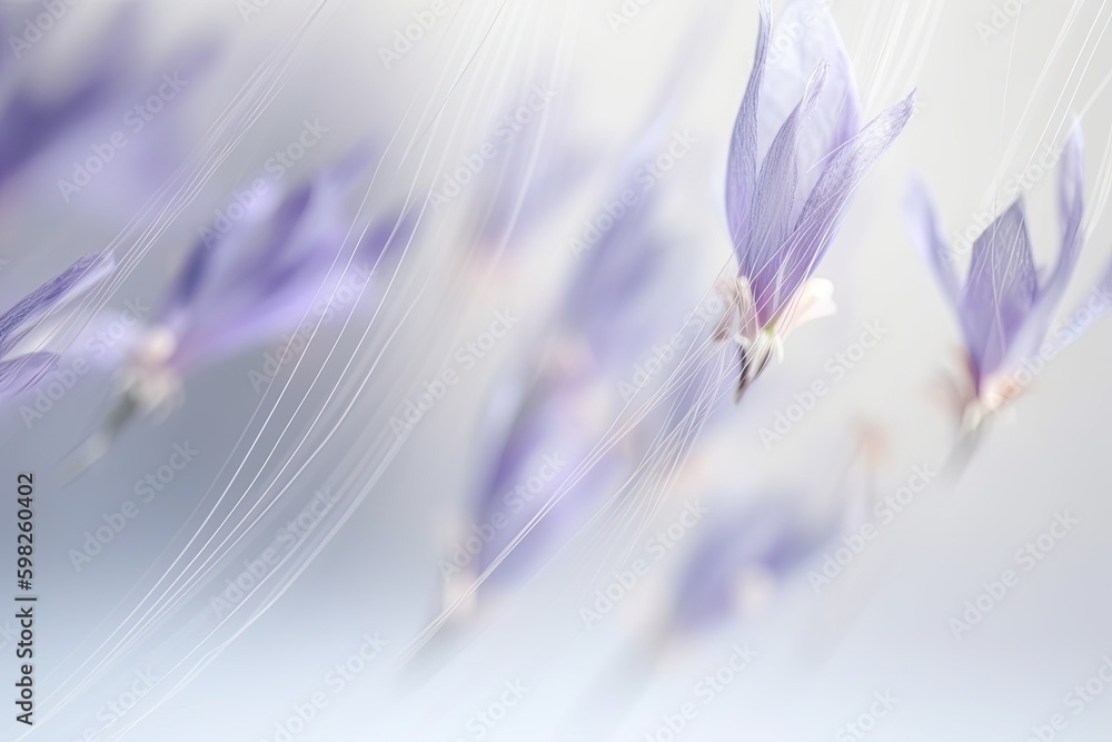 purple flowers in motion, suspended in the air. Generative AI ...