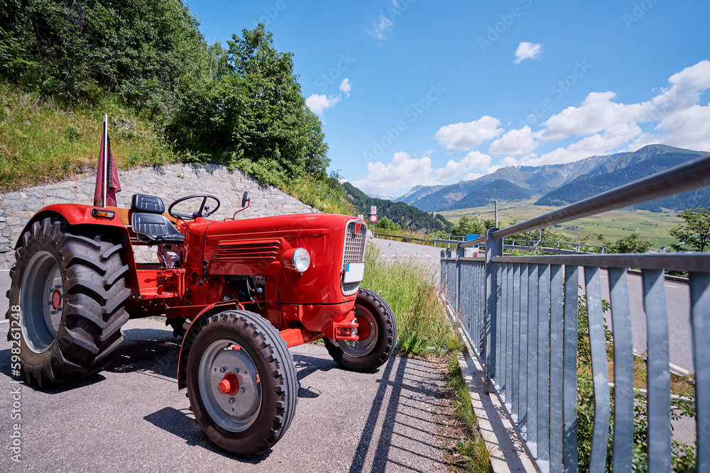 Renovated and repainted vintage retro old small compact utility tractor ...