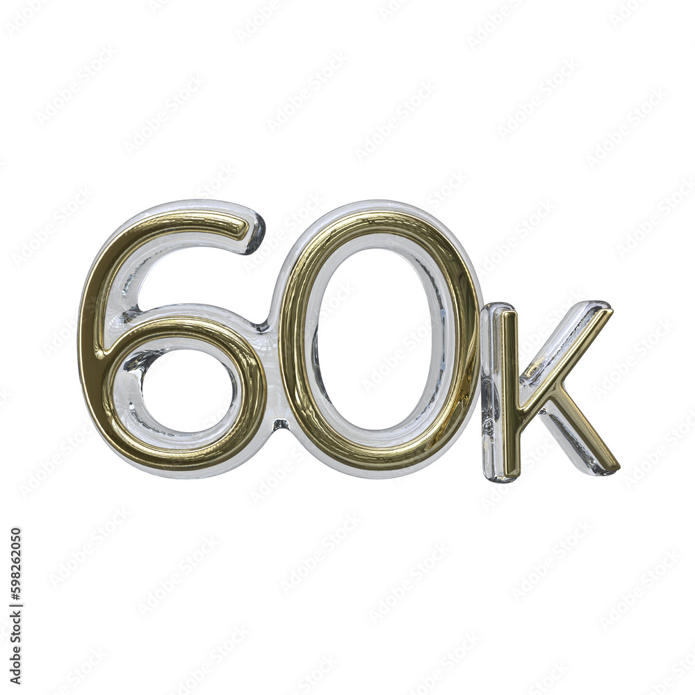 Number 60k 3D rendering transparent background Stock Illustration ...