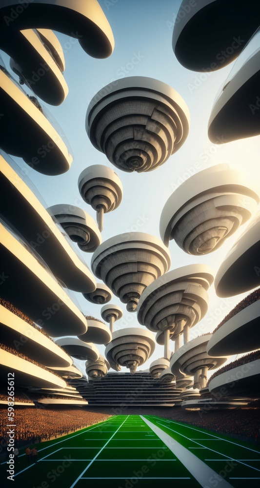 futuristic sports arena stadium.Ai generate illustrator. hi-tech ...
