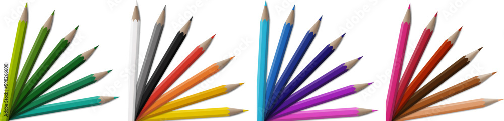 Color pencils corner border vector realistic elements. Crayons for ...