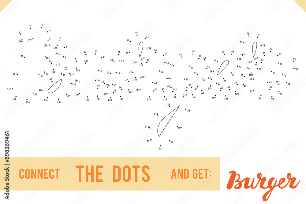 Lettering Word Burger by dot to dot for children and adults Stock ...