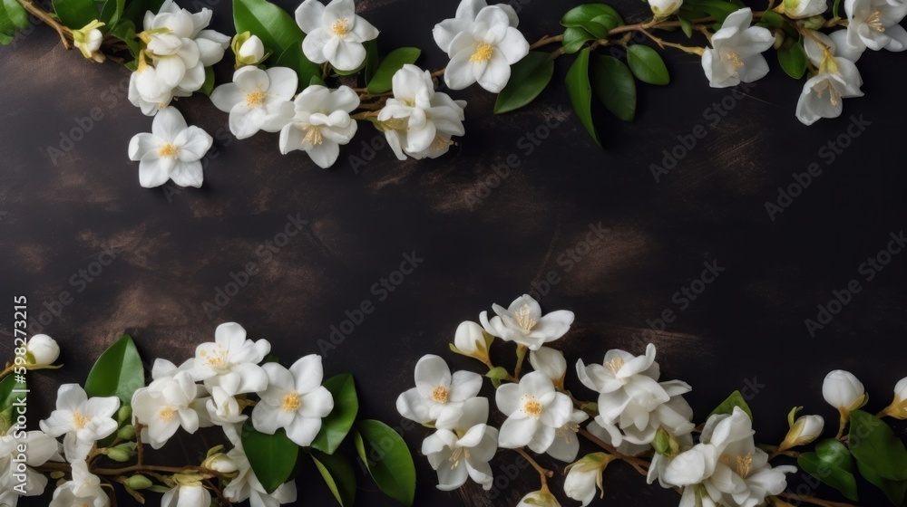 Beautiful Jasmine flowers border with blank space for text. AI ...