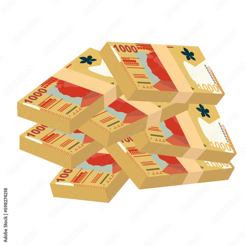 Hong Kong Dollar Vector Illustration. Hong Kong, Macau money set bundle ...